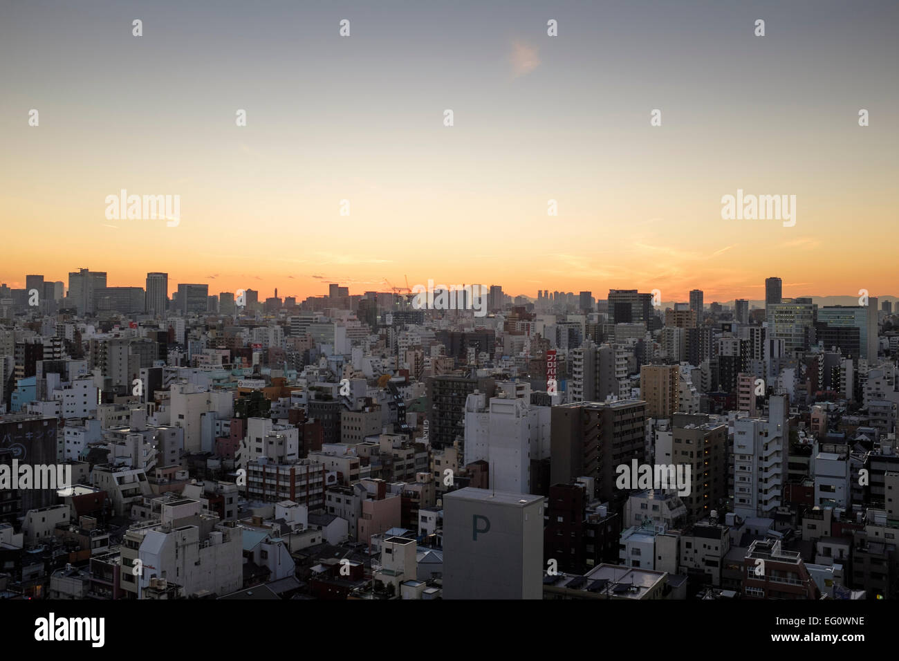 Aerial view of Tokyo with Mount Fuji on the horizon, Japan Stock Photo ...
