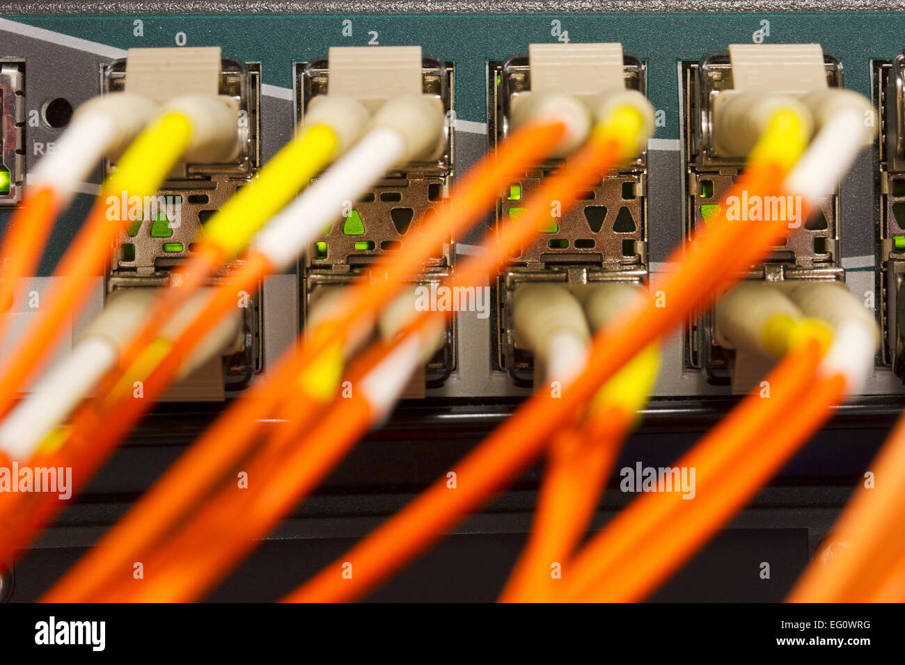 Fiber link switch close-up in datacenter Stock Photo - Alamy