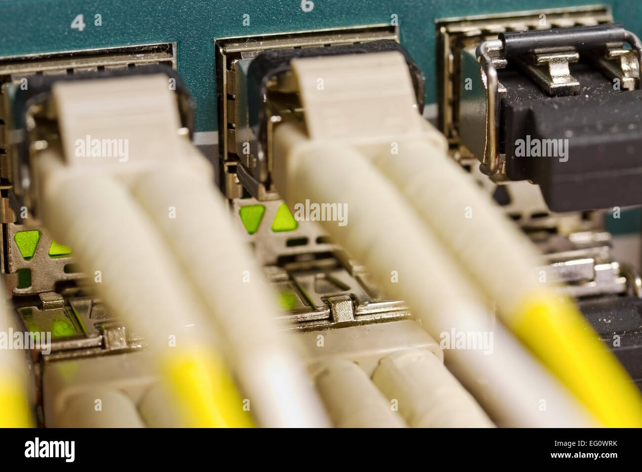 Fiber link switch close-up in datacenter Stock Photo - Alamy