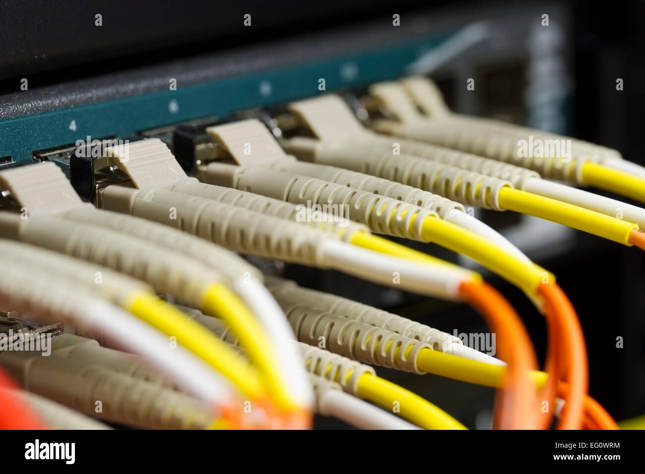 Fiber link switch close-up in datacenter Stock Photo - Alamy