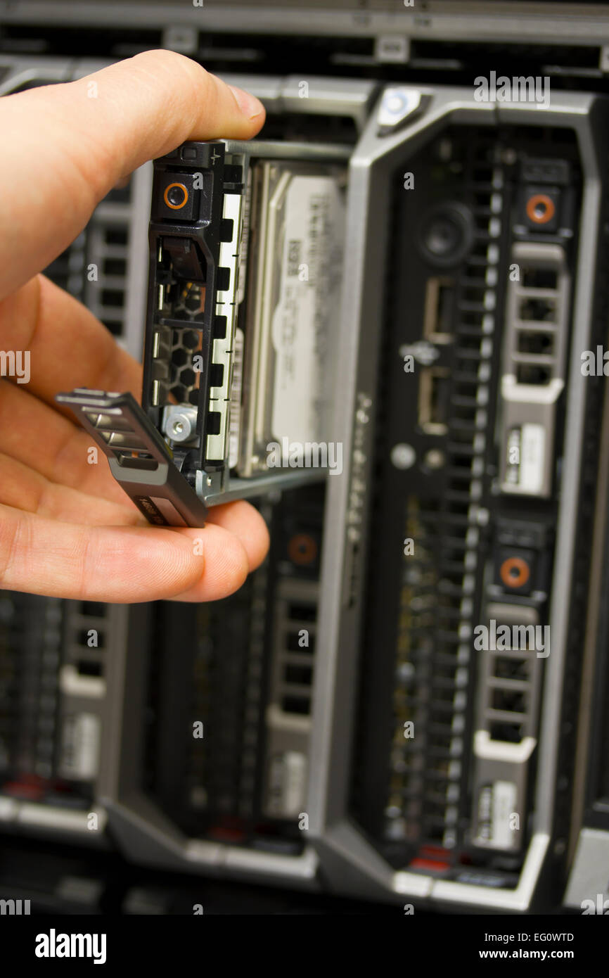 IT technician / consulant insert / remove a harddisk from a server data ...