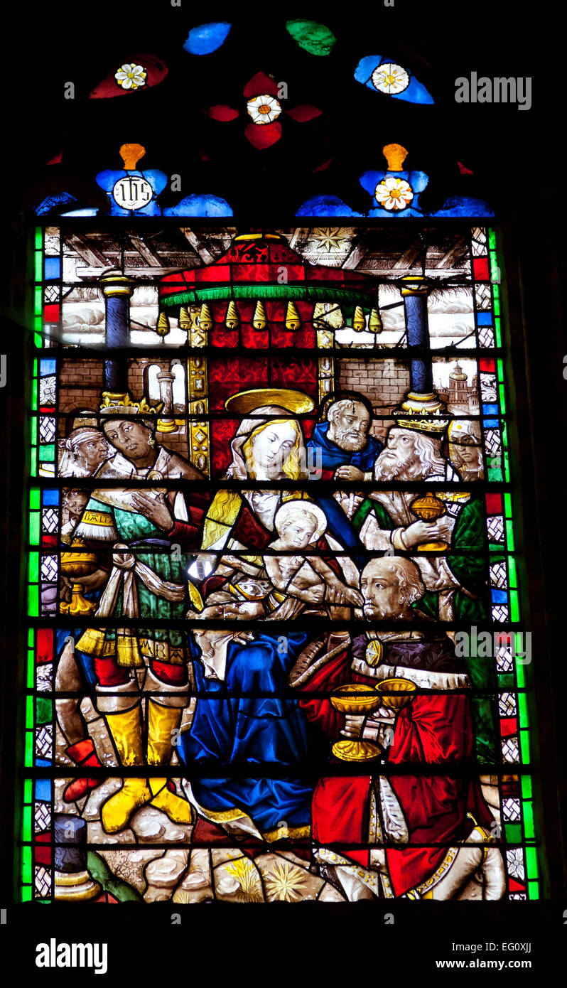 Wonderful ancient stained glass window formed of multiple colors Stock ...