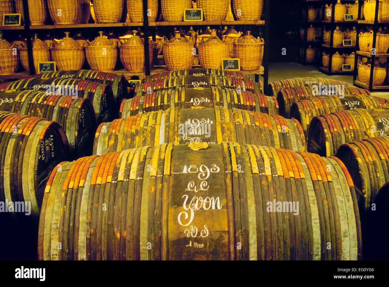 production of the Cognac, inside of the Hennessy wine cellars Stock ...