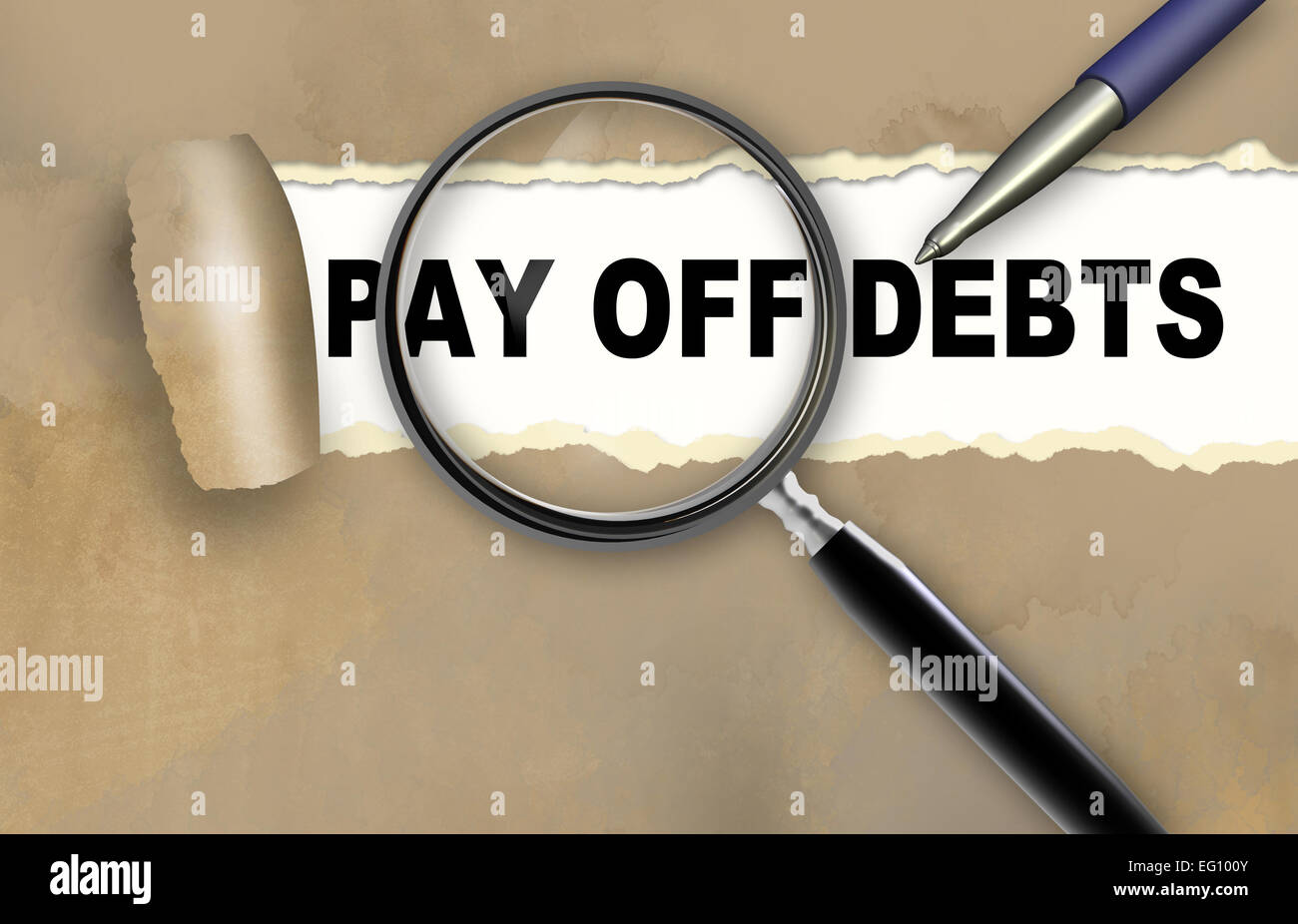 Close-up of word PAY OFF DEBTS with pen on it Stock Photo - Alamy