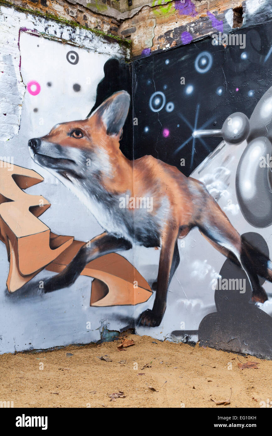 Fox Stencil Graffiti