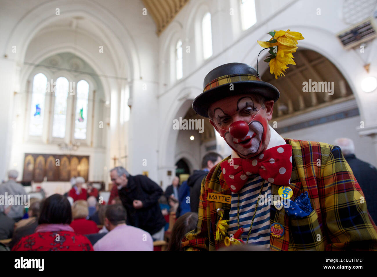 UNITED KINGDOM, London : Clowns dressed in full costume attend a ...
