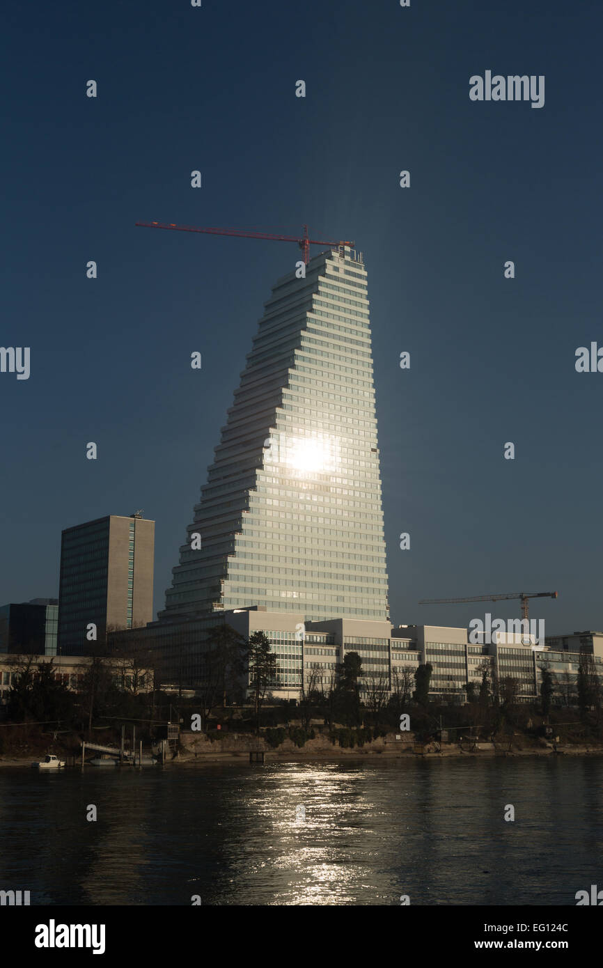 Basel, Switzerland. 12th Feb, 2015. A photograph of the new Roche Tower ...