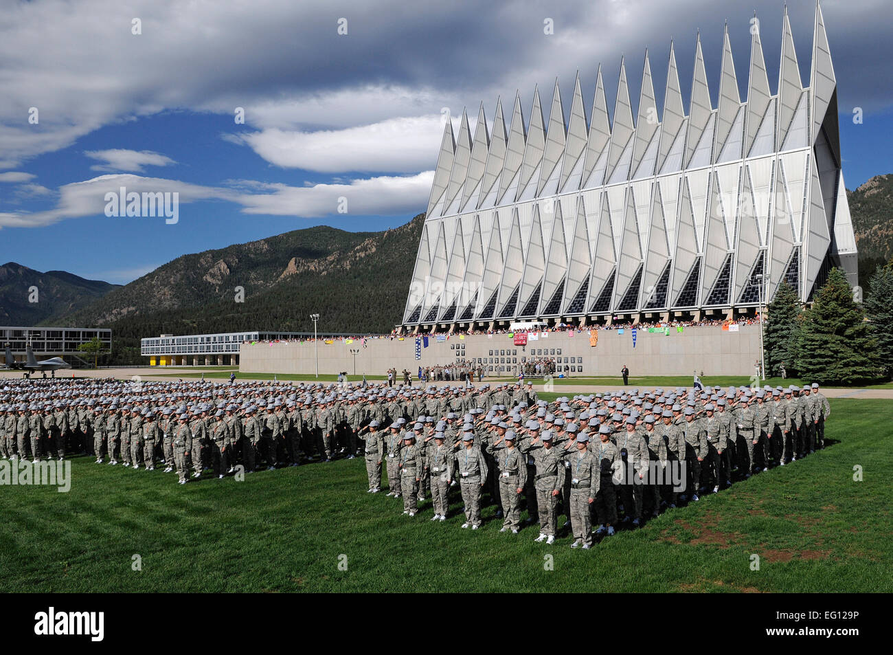The 1,376 members of the Class of 2013 salute in front of the cadet ...
