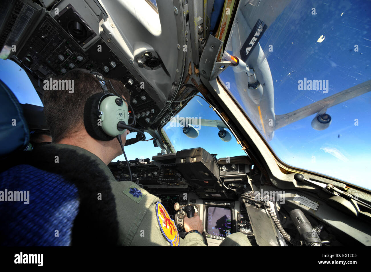 U.S. Air Force pilot Lt. Col. Joe Terry prepares to do in flight ...