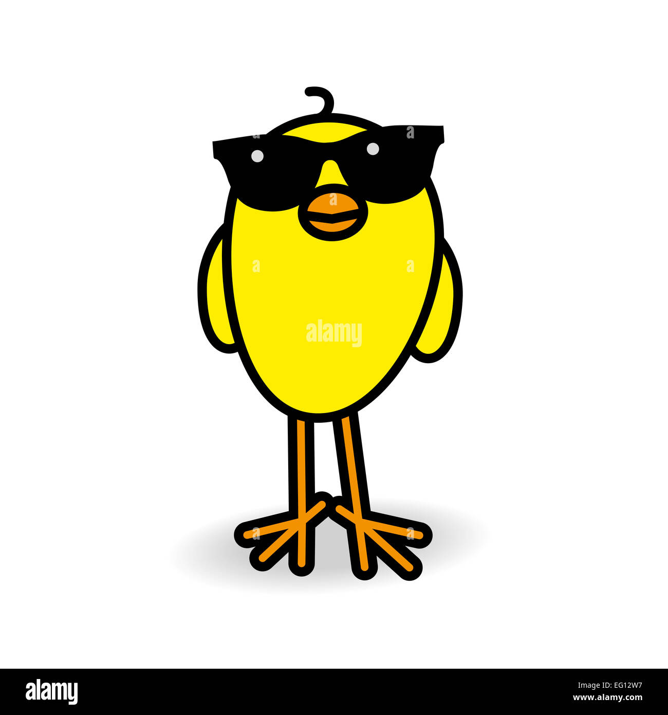 Yellow Chick Smiling Wearing Black Sunglasses Staring towards camera on ...