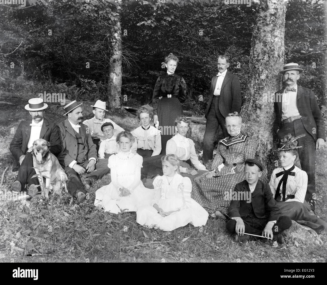 Antique 1904 photograph, family group at Mount Monadnock, New Hampshire ...