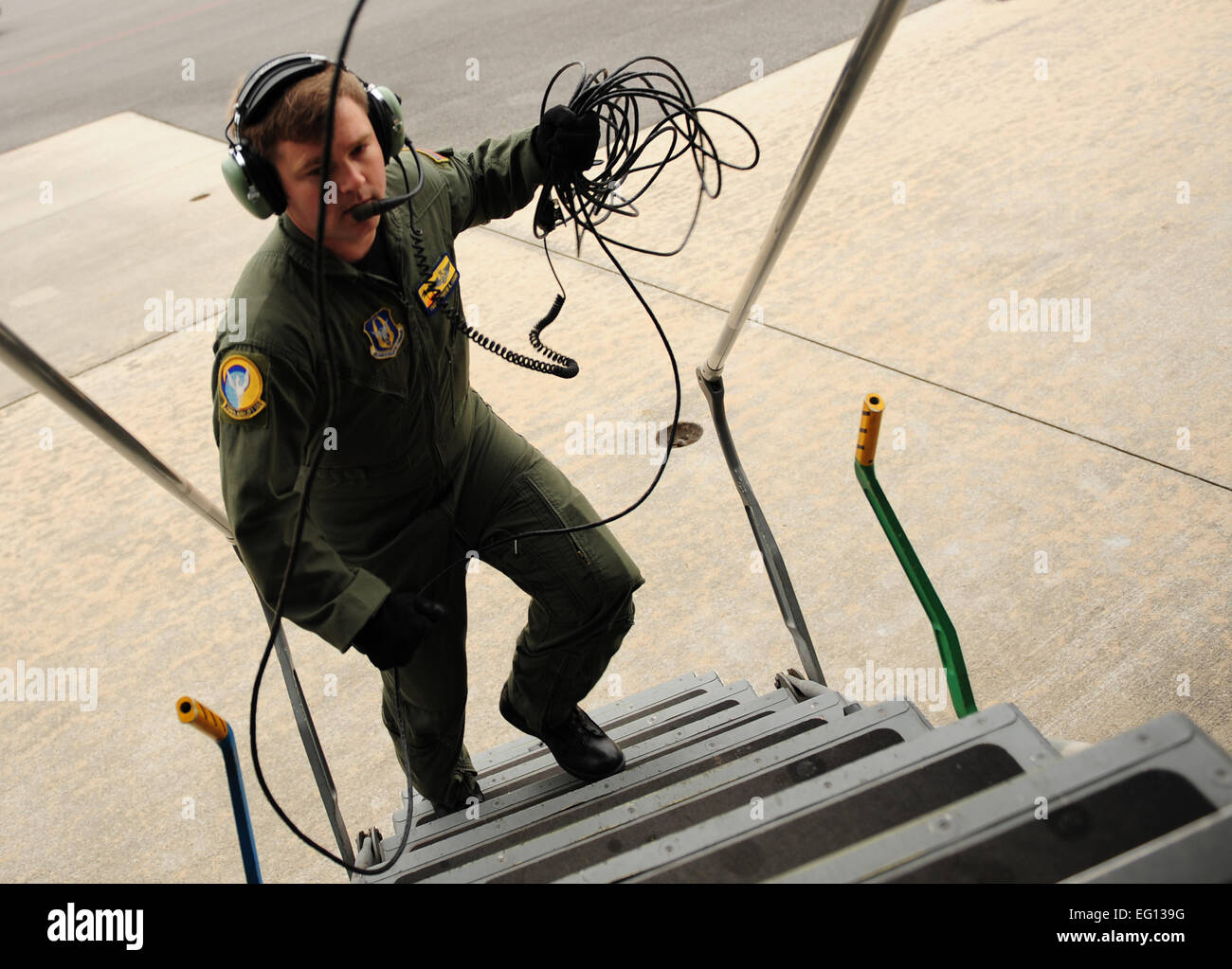 U.S. Air Force Tech Sgt. Andrew Lucas, a loadmaster assigned to the ...