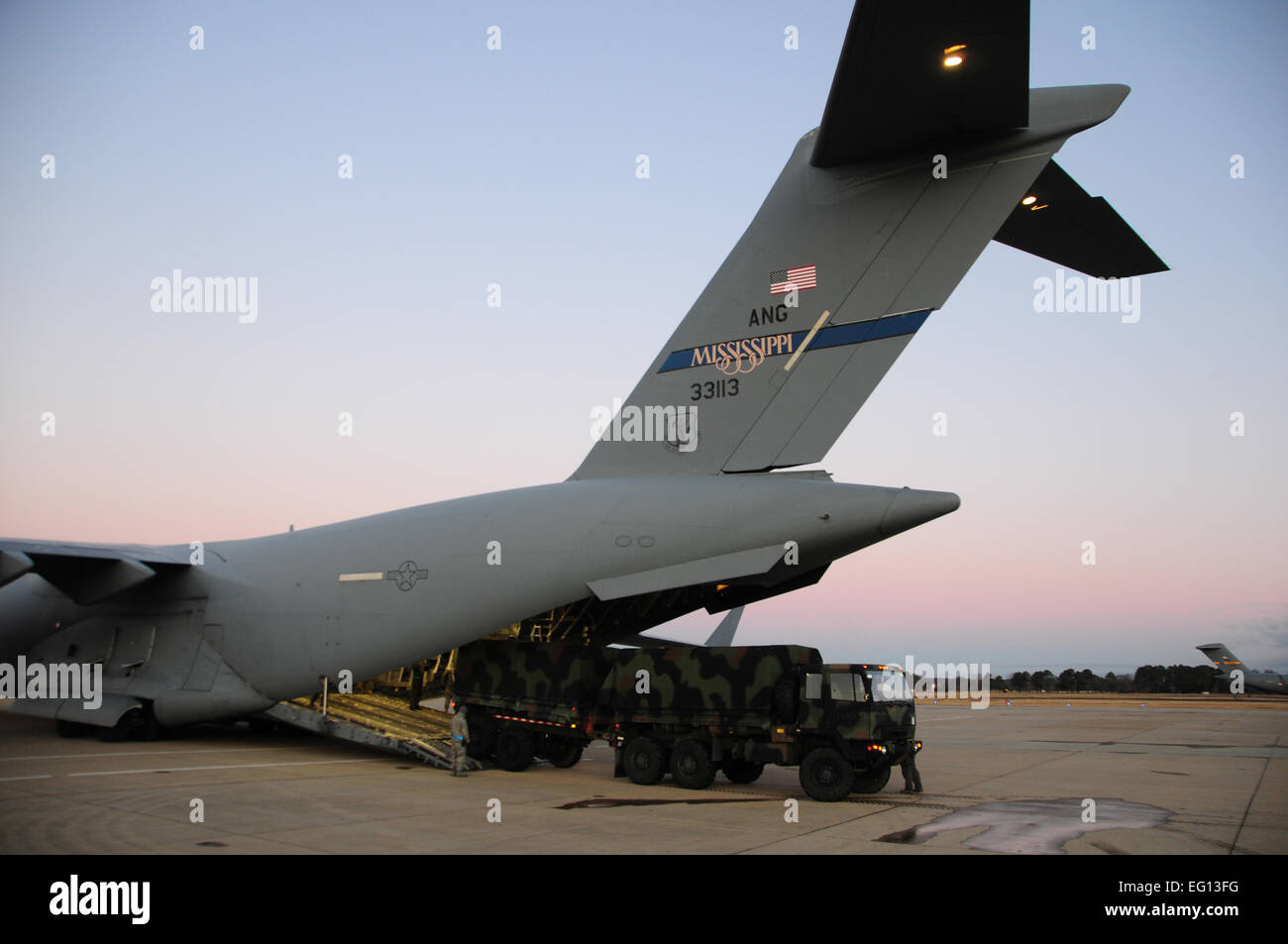 C-17 Globemaster III cargo plane from 172 Airllift Wing Air National ...