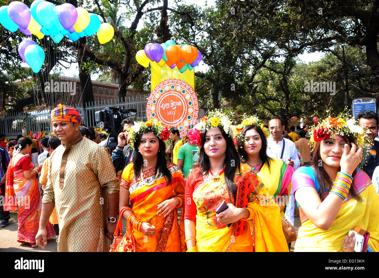 Dhaka, Bangladesh. 13th Feb, 2015. The arrival of Pahela Falgun (The ...