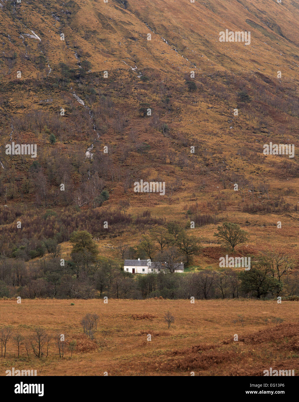 Solitary Cottage in Glen Etive on the path to Ben Starav, Lochaber ...