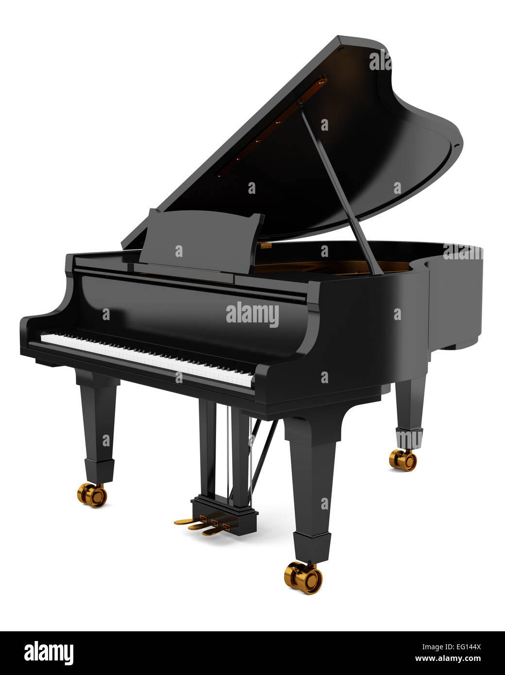 black grand piano isolated on white background Stock Photo - Alamy