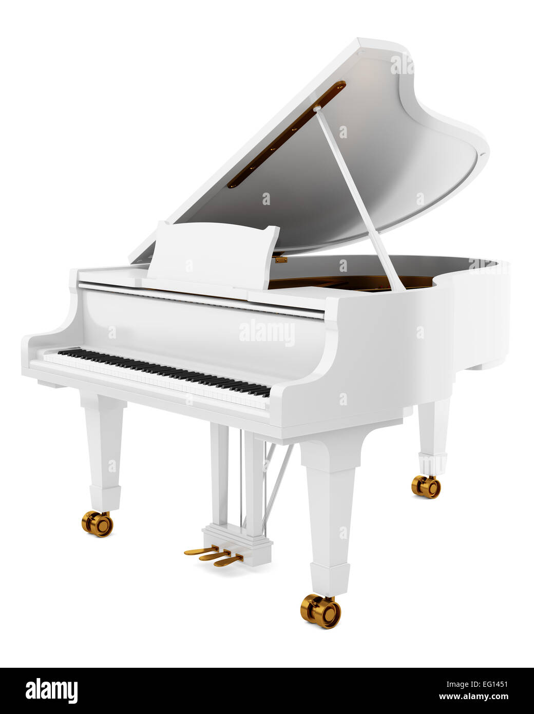 white grand piano isolated on white background Stock Photo - Alamy