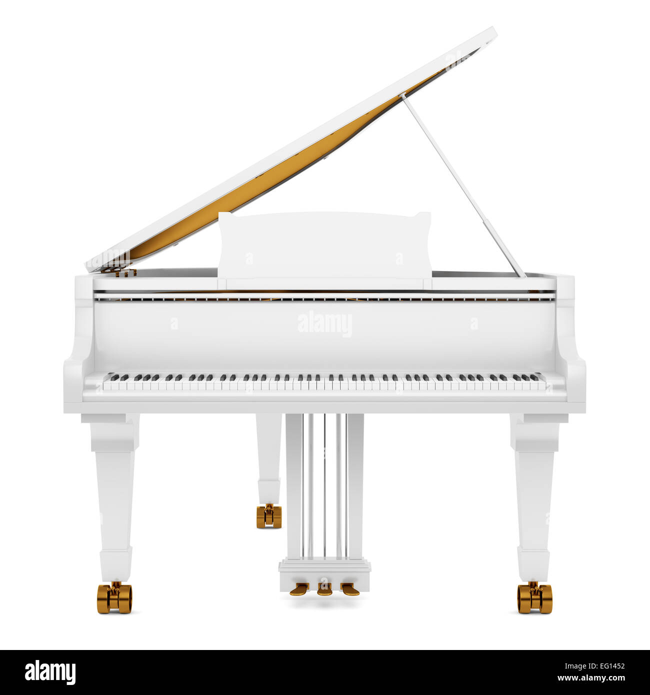 white grand piano isolated on white background Stock Photo - Alamy