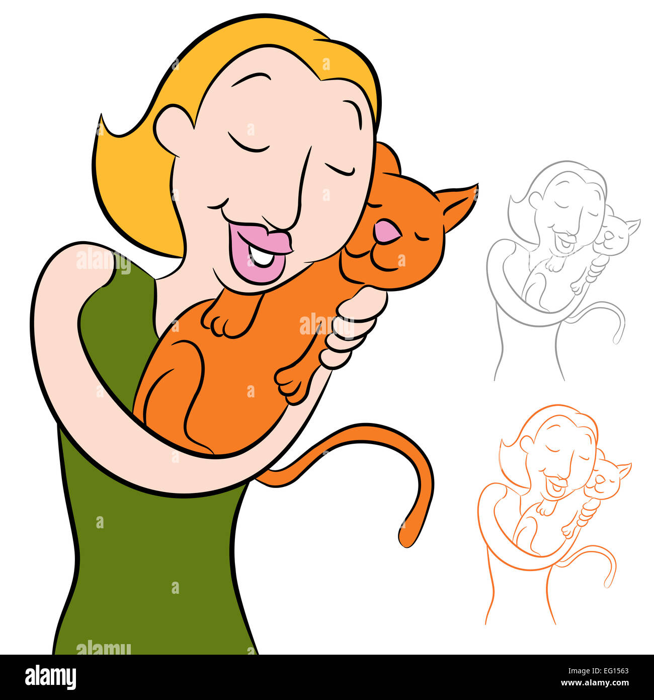 A woman happy with her cat Cut Out Stock Images & Pictures - Alamy