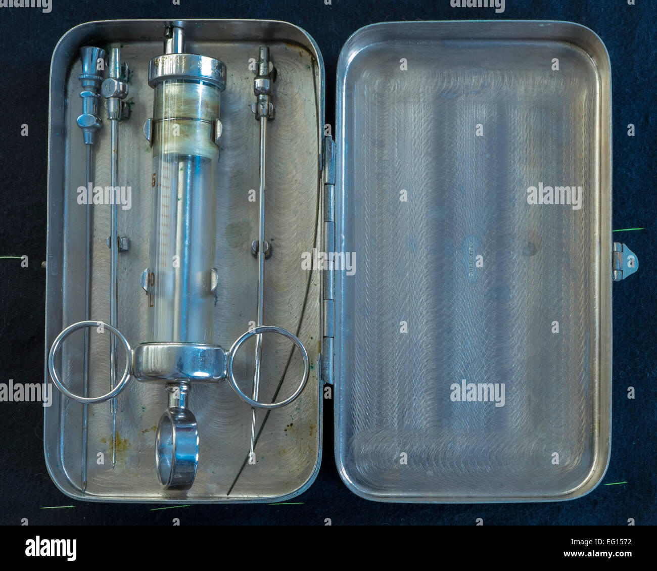 Old syringe and needles in a metal case Stock Photo - Alamy