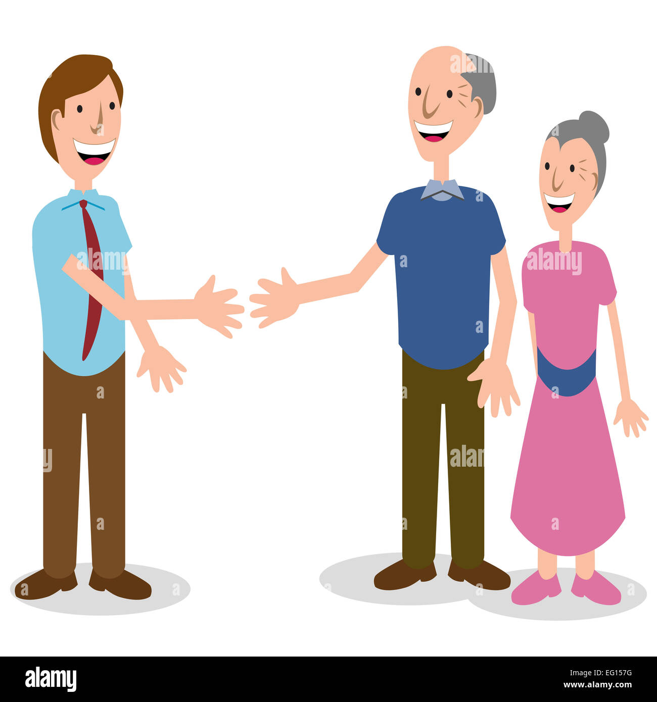An image of a businessman greeting a senior couple Stock Photo - Alamy