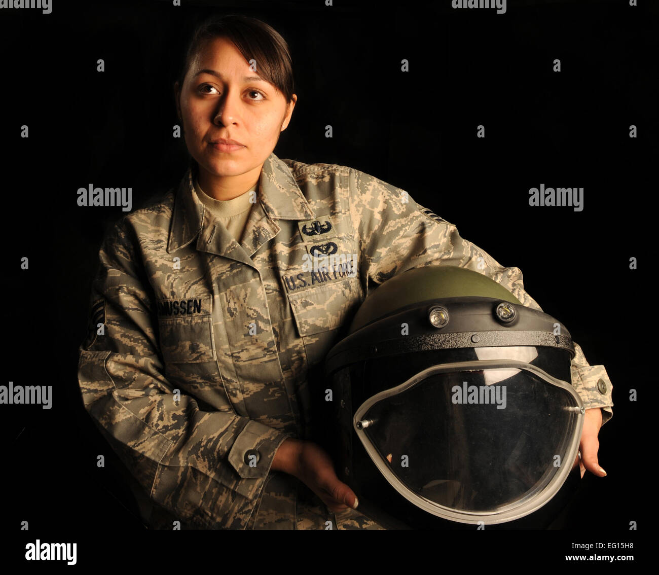 U.S. Air Force Senior Airman Andrea Rasmussen an explosive ordnance ...