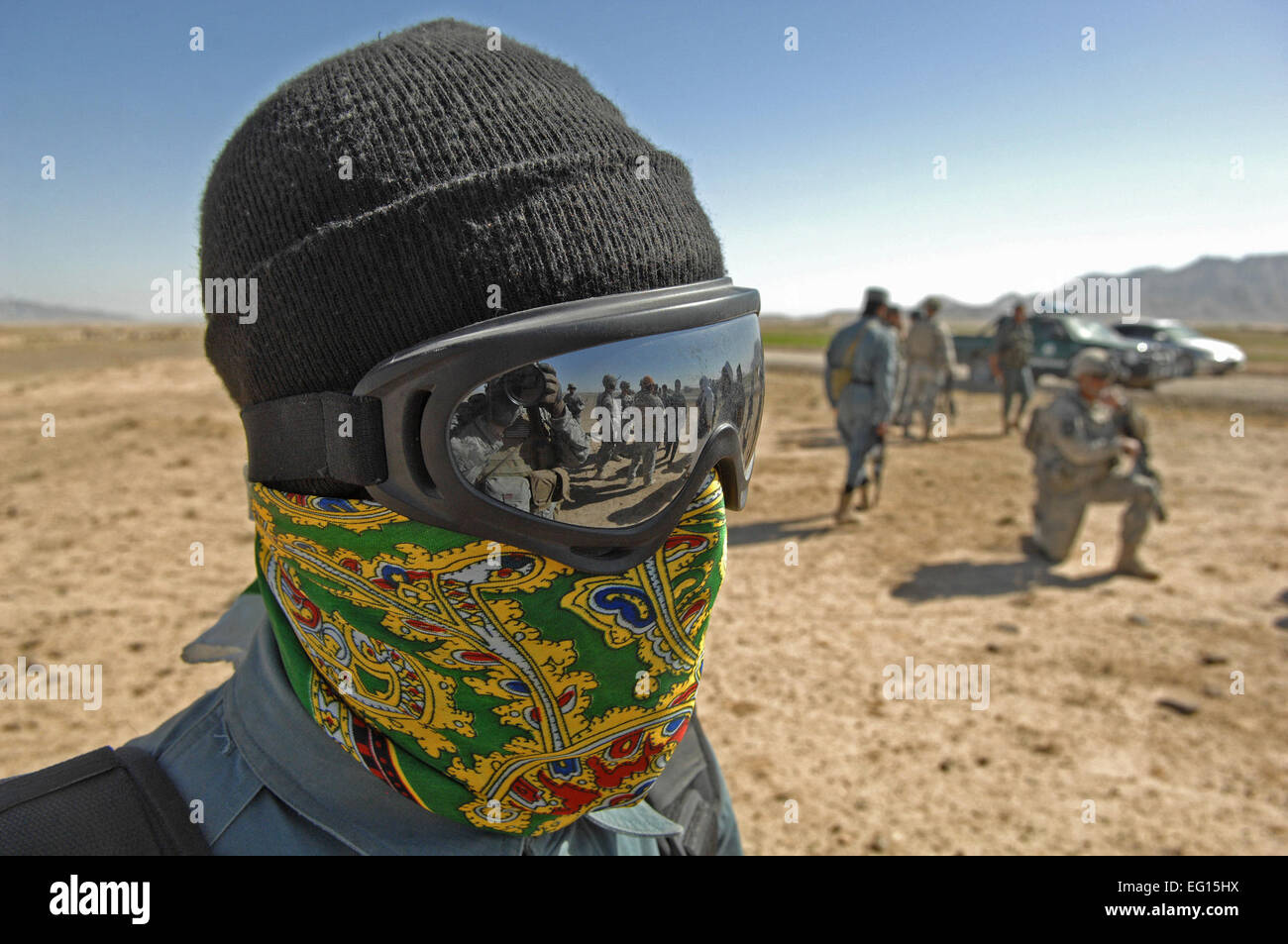 An Afghan Highway Policeman stands watch during joint recon mission ...