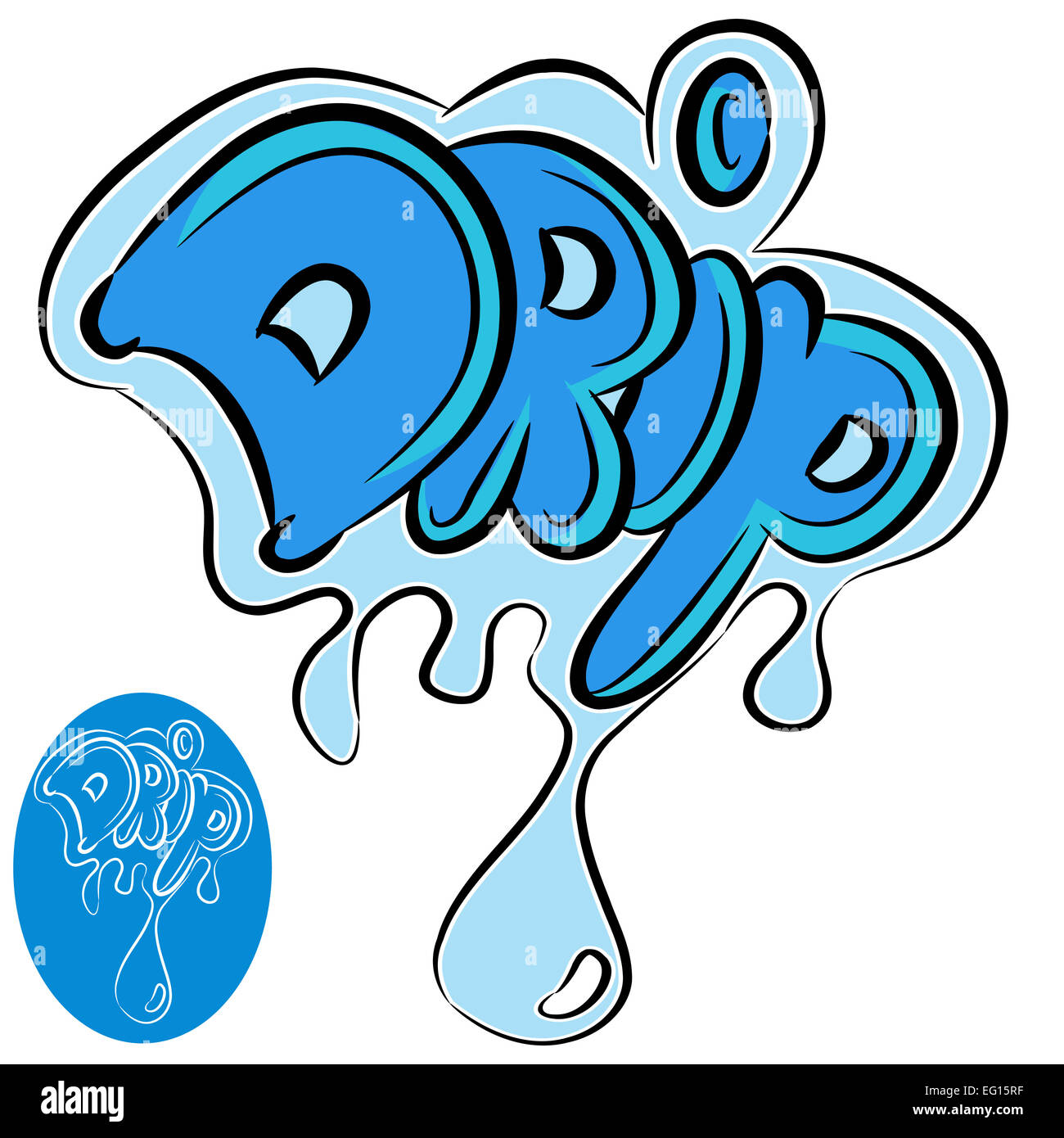 An image of a water drip sound effect text Stock Photo - Alamy