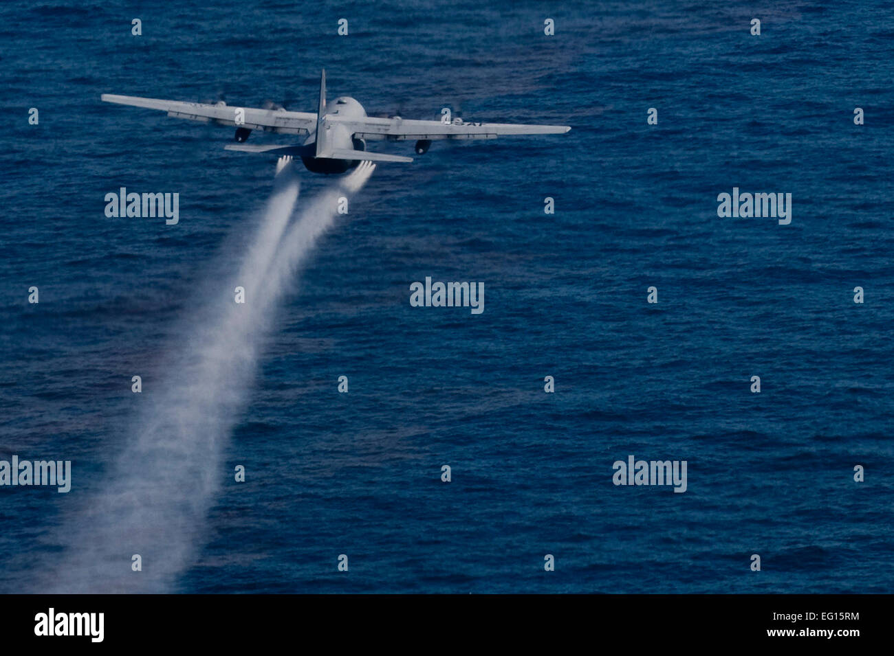 A U.S. Air Force chemical dispersing C-130 aircraft from the 910th ...