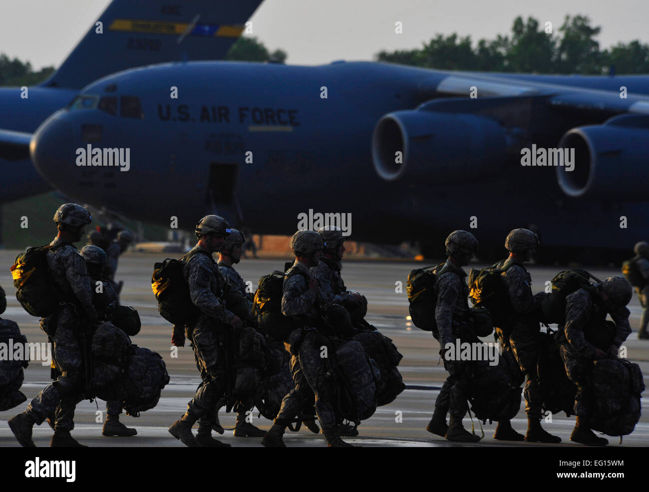 U.S. Army Soldiers from the 82nd Airborne Division are walking on the ...