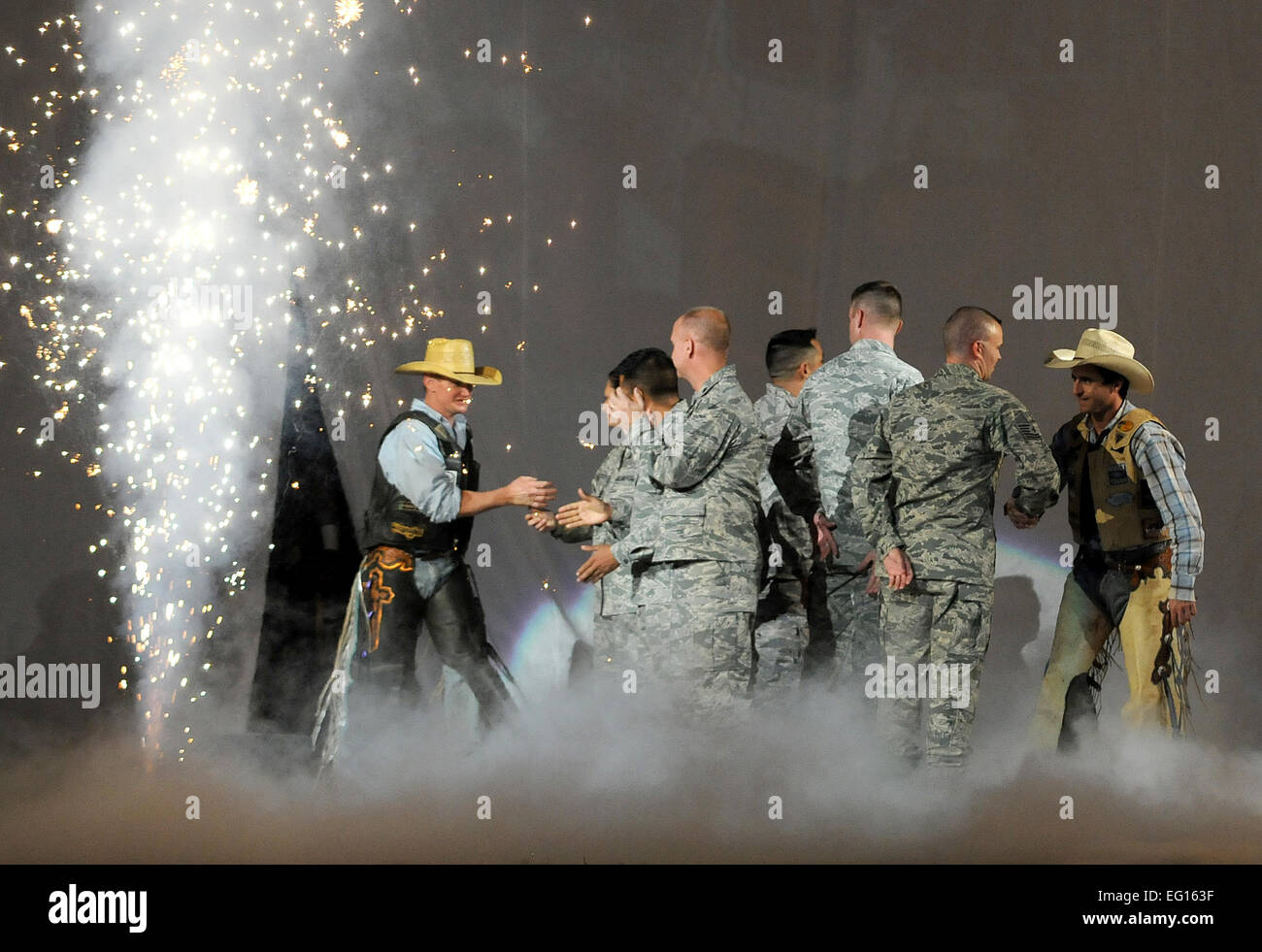 Local Airmen who recently returned from deployments overseas greet bull ...