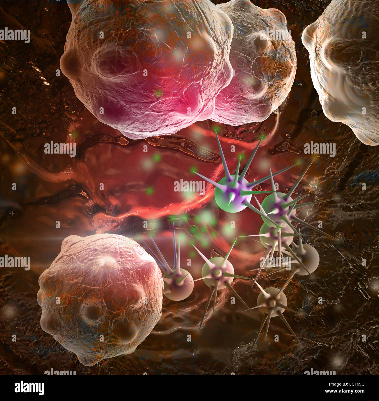 cancer cell made in 3d software Stock Photo - Alamy