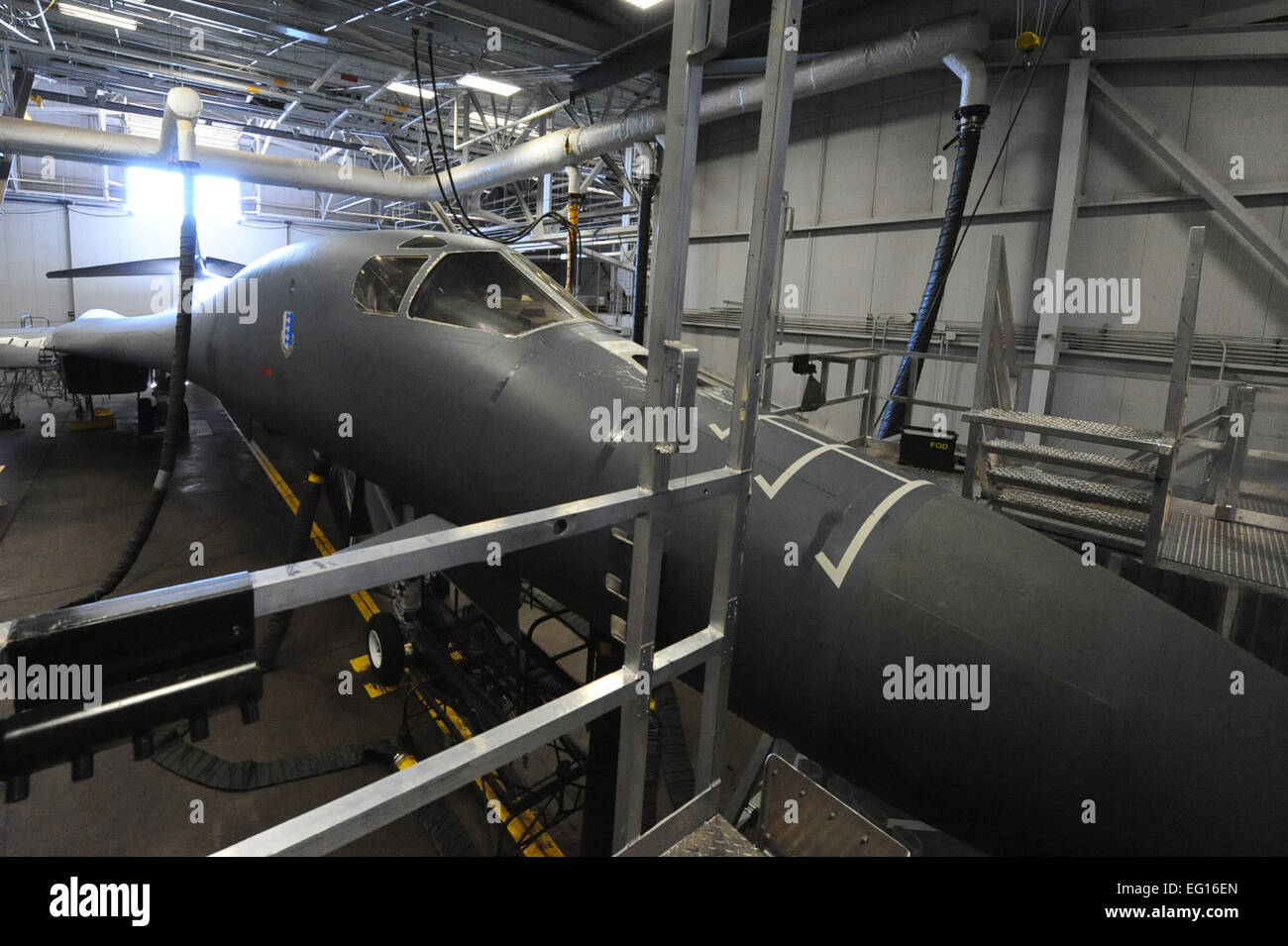Following an inspection, a B-1B Lancer Sept. 9, 2010. The B-1 carries ...