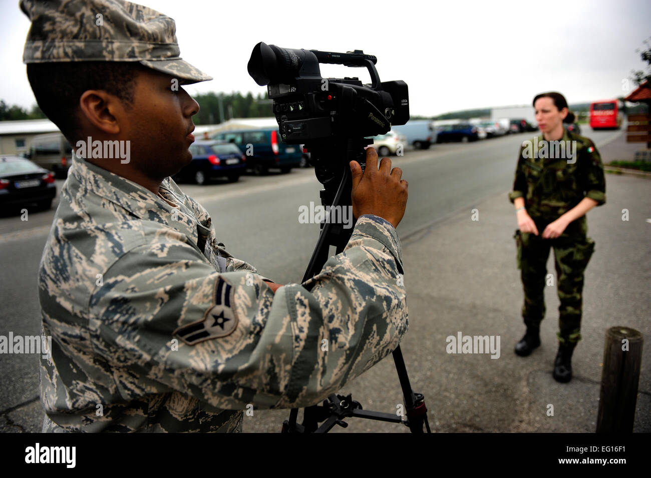 Airman 1st Class Jevon Smith, 1st Combat Camera Squadron, prepares for ...