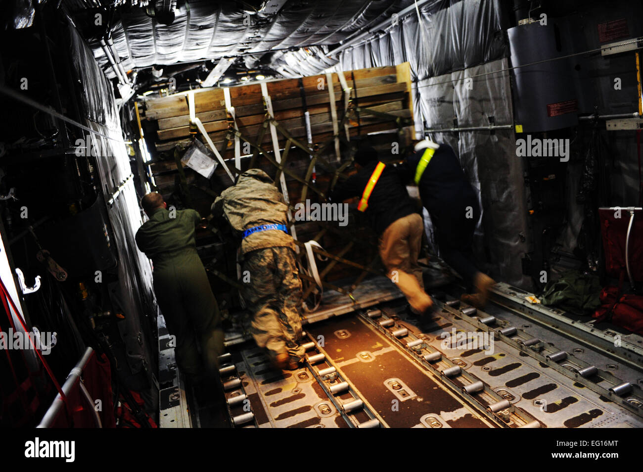 A U.S. Air Force C-130 Hercules Load Master from the 36th Airlift ...