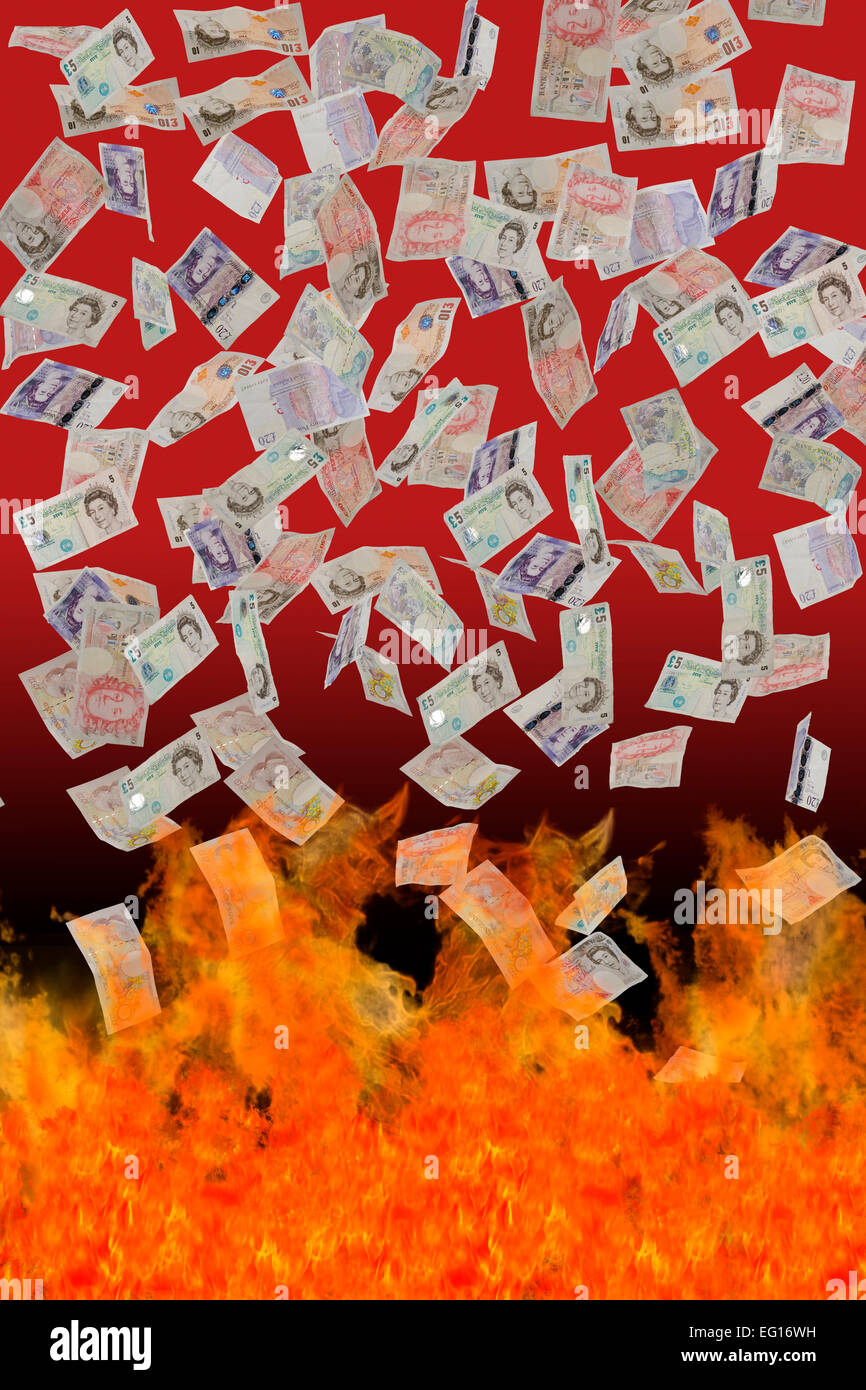 20 pound notes uk falling hi-res stock photography and images - Alamy