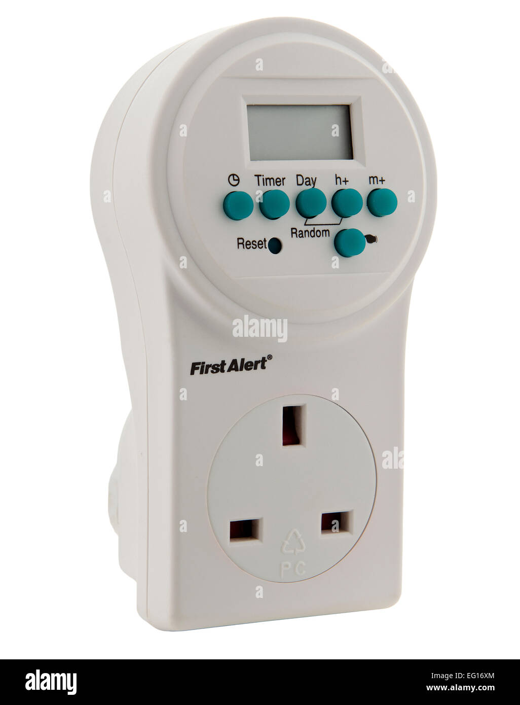 digital electrical wall socket timer on white background Stock Photo ...