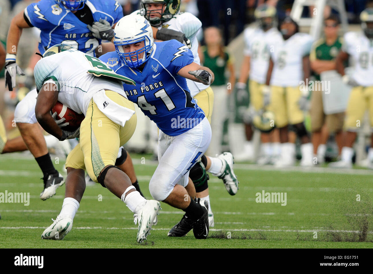 Junior Brady Amack tackles Colorado State’s ball carrier Chris Nwoke ...