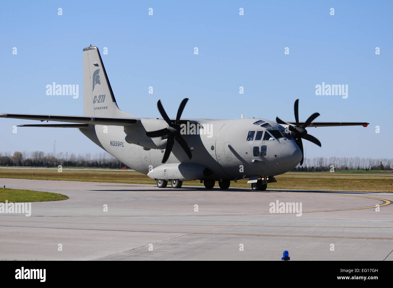 A C-27J Spartan, aircraft taxis upon landing Oct. 14, at Hector ...
