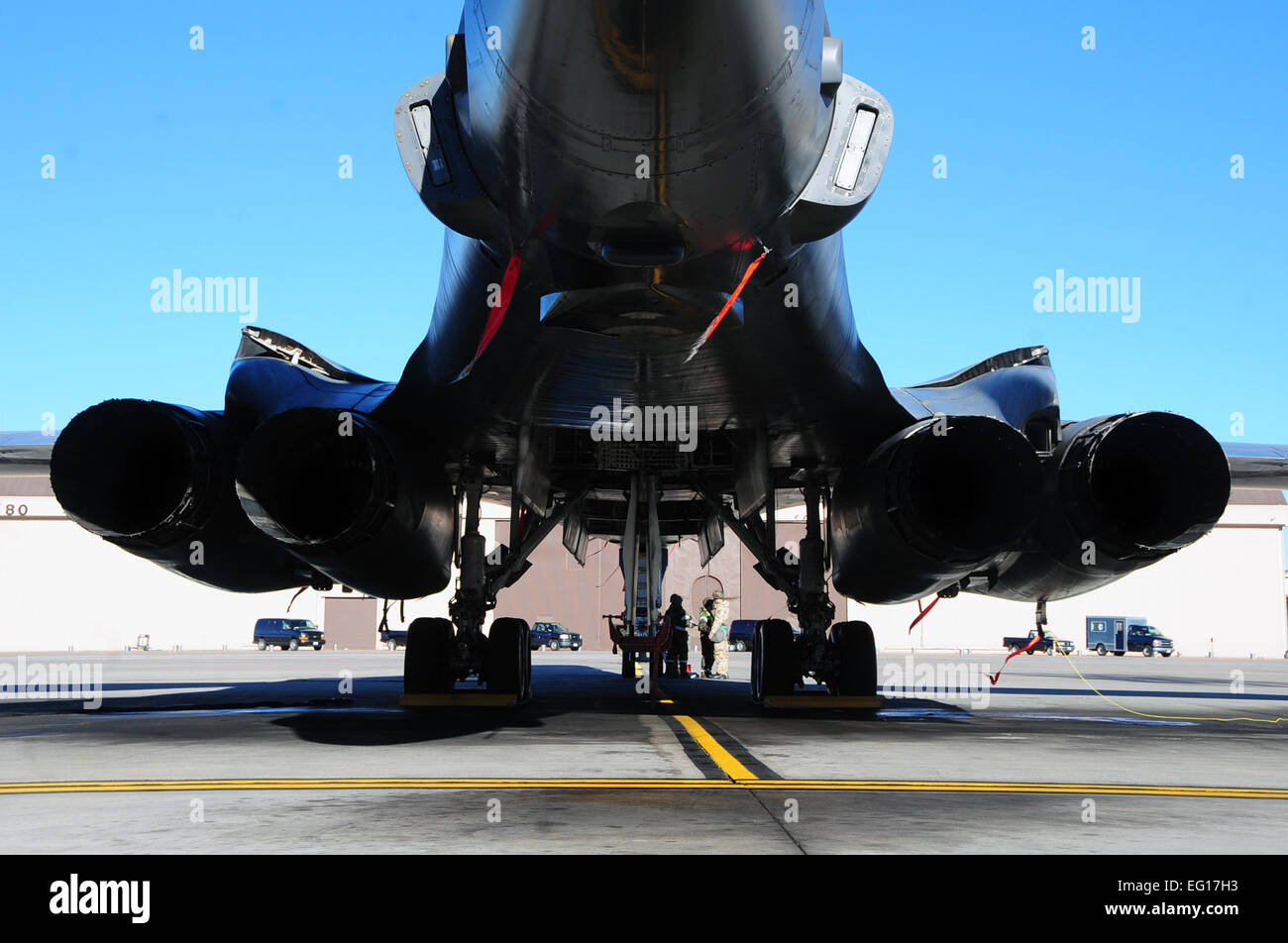 Airmen from the 28th Aircraft Maintenance Squadron check over a ...