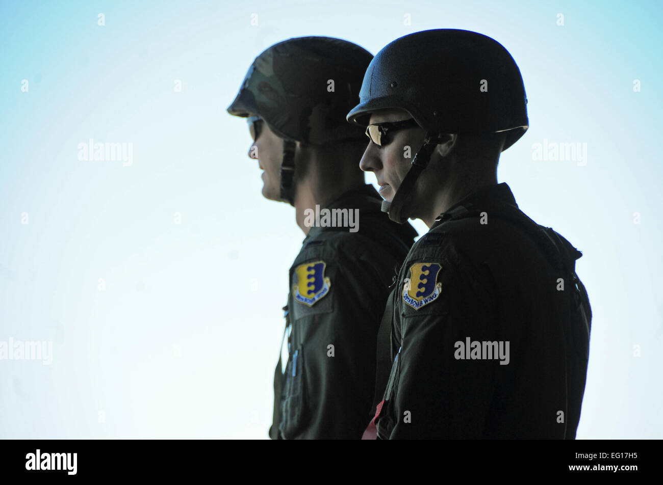 1st Lt. Chris Madson, Left 37th Bomb Squadron weapons systems officer ...