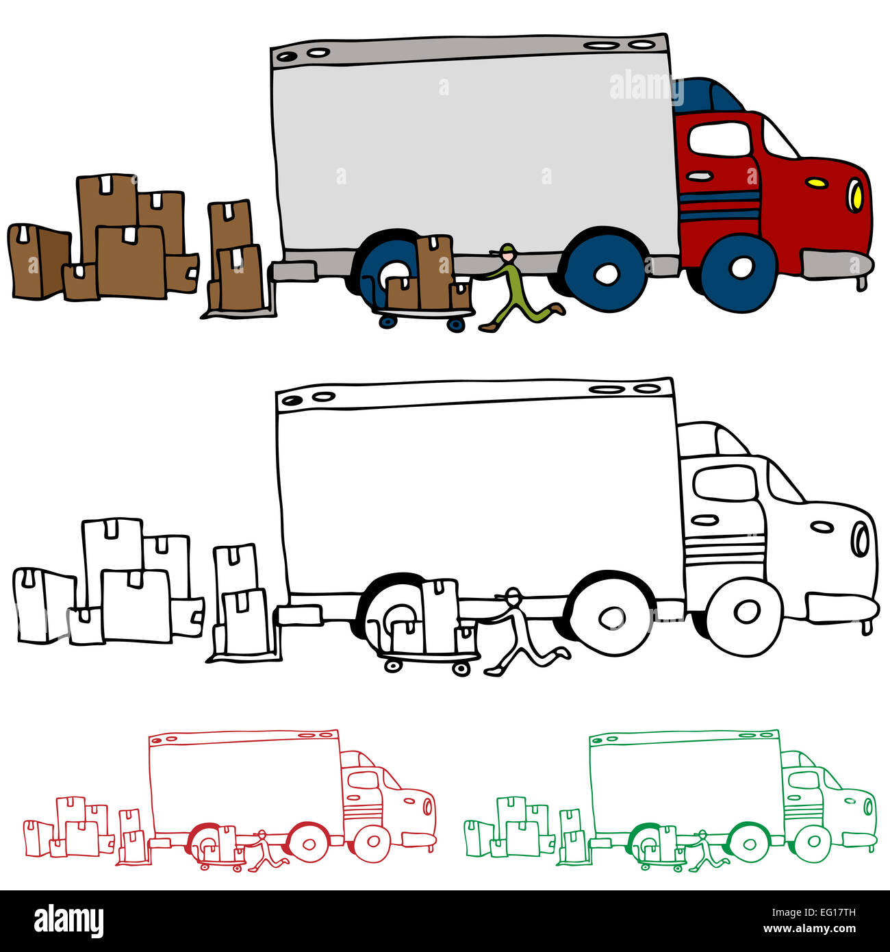 Moving service loading boxes Cut Out Stock Images & Pictures - Alamy