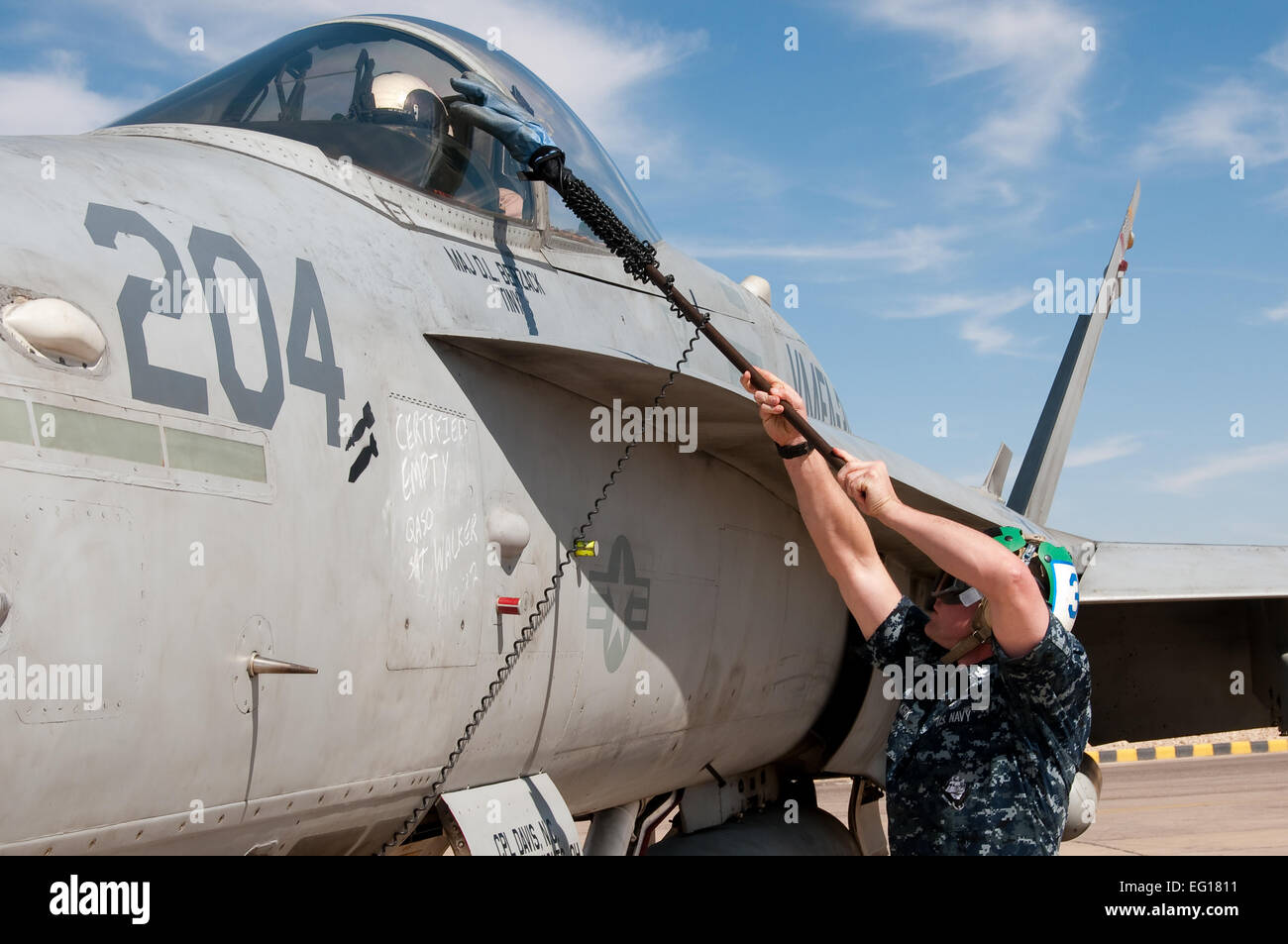 US Navy Load Specialist Second Class Andrew Kirk, stationed at Naval ...