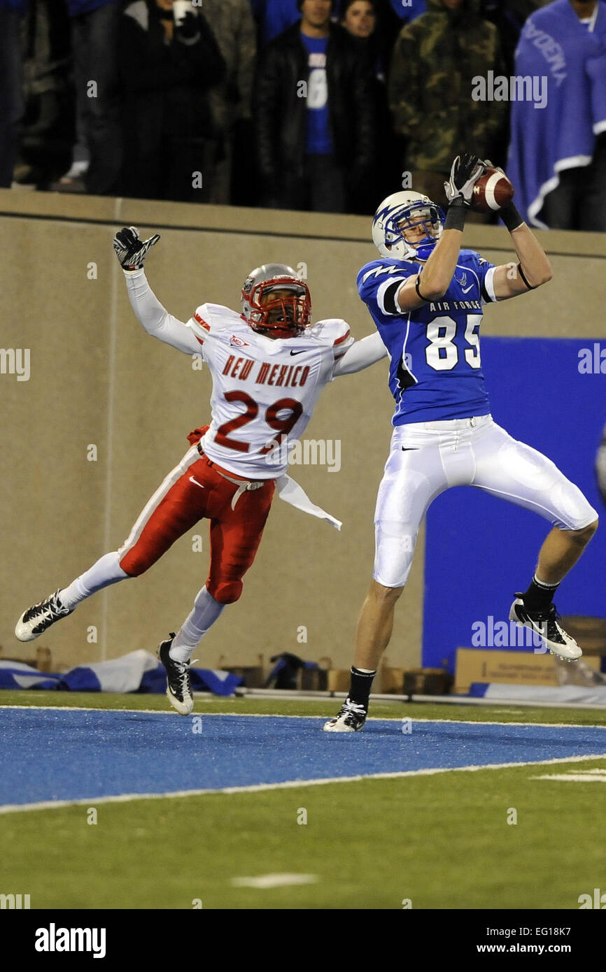 U.S. Air Force Academy Junior wide receiver Zach Kauth pulls down a ...