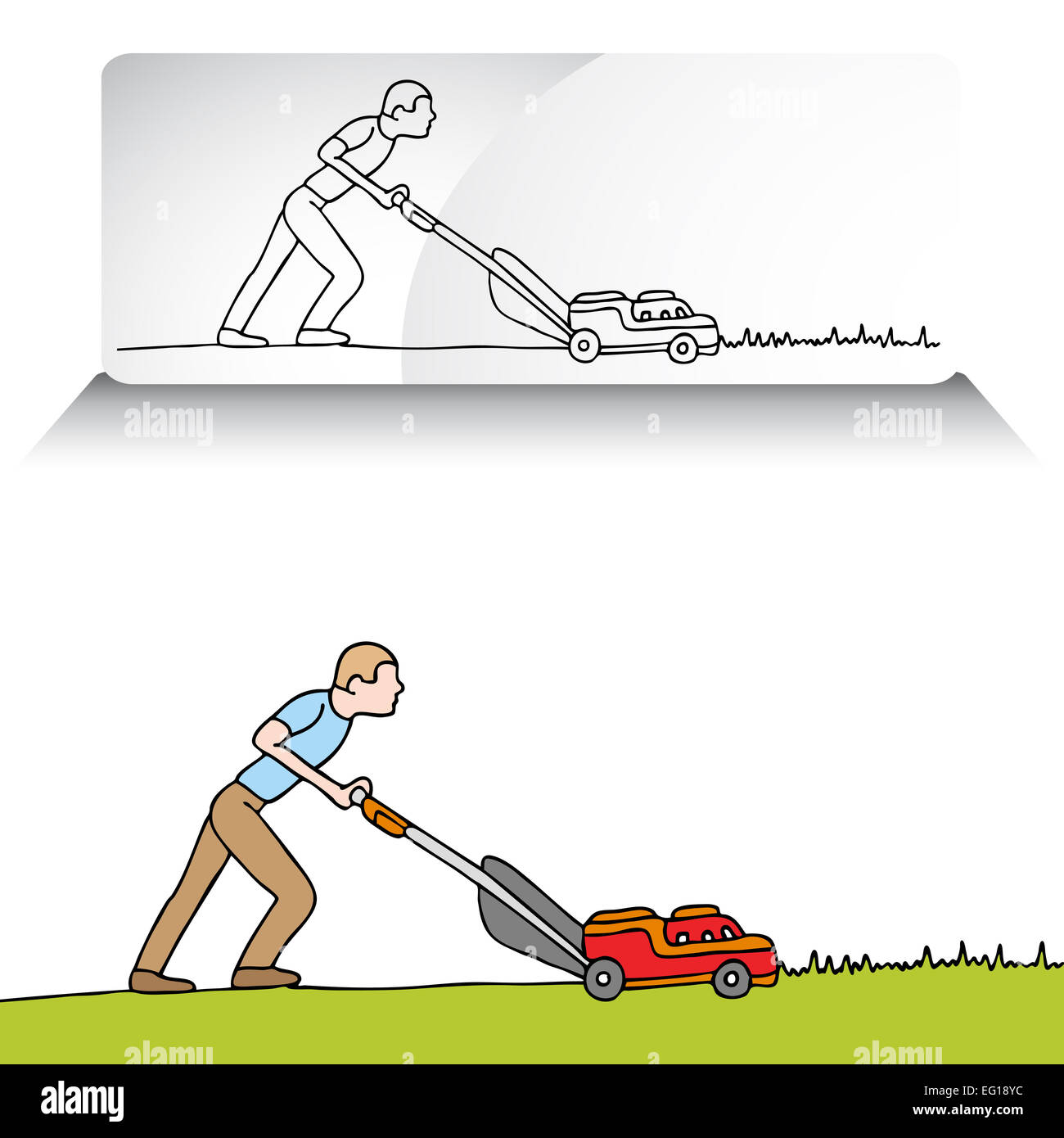 Drawing of lawnmower hi-res stock photography and images - Alamy