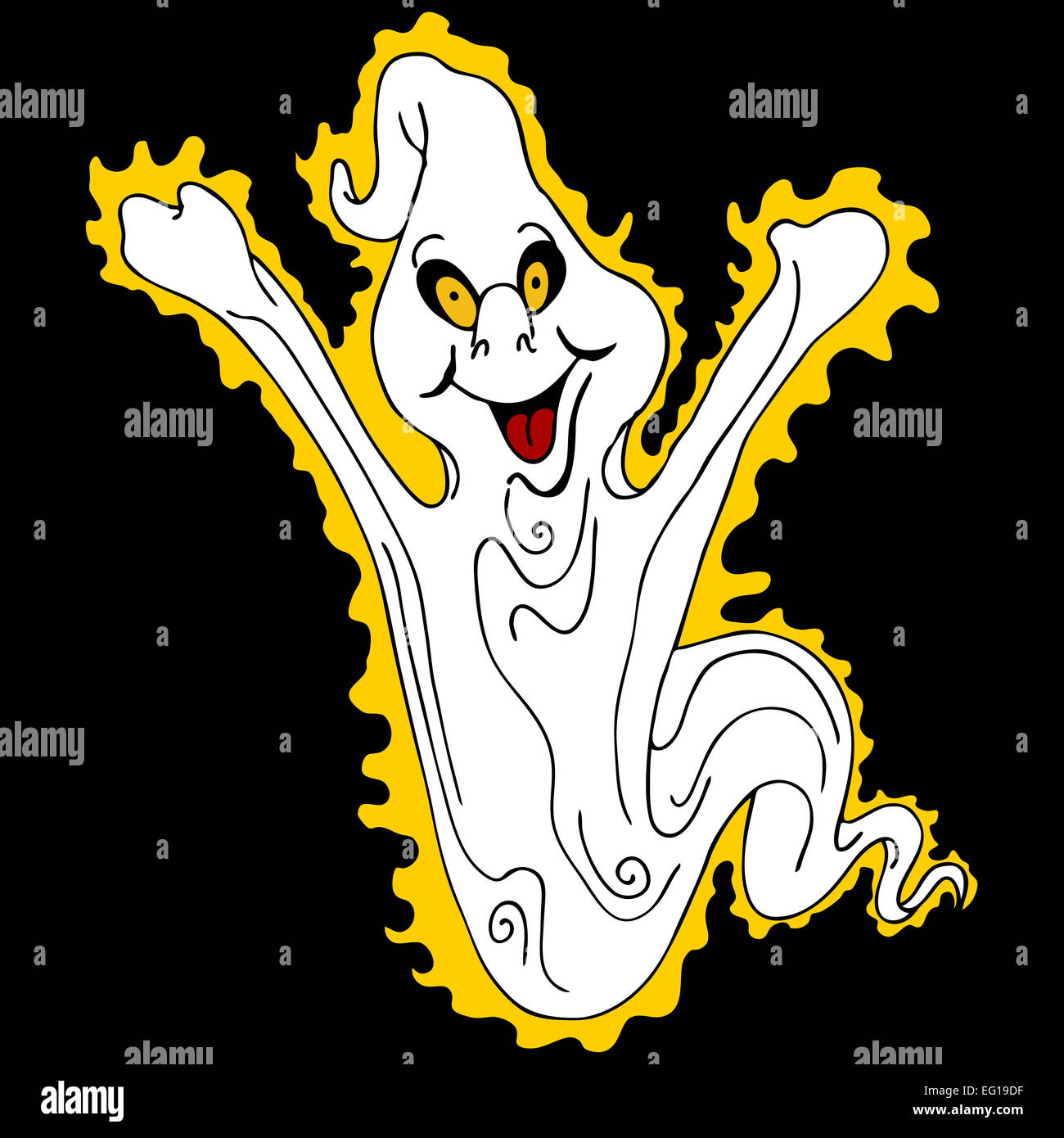 An image of a glowing ghost on black background Stock Photo - Alamy