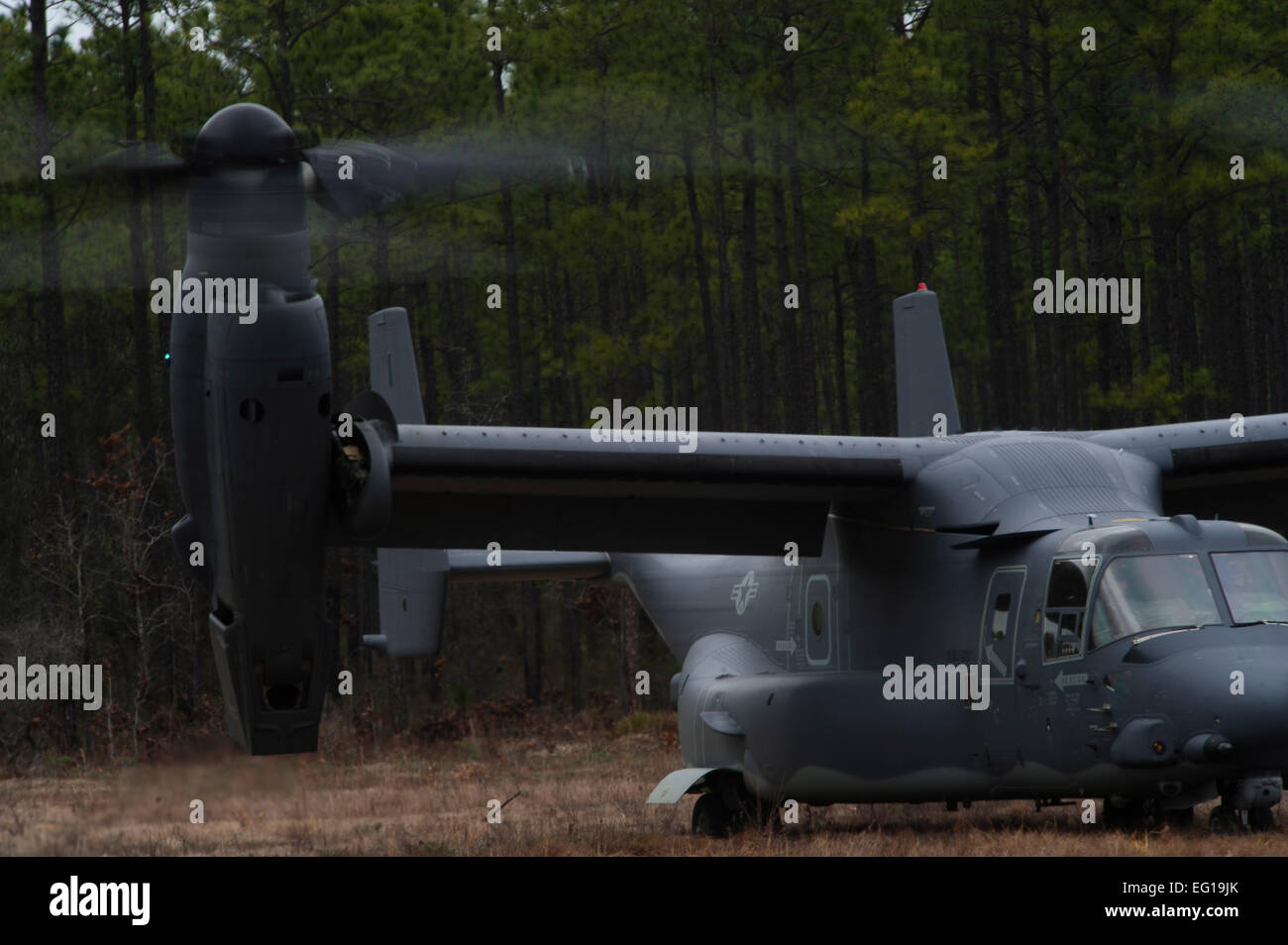 A U.S. Air Force CV-22 Osprey tiltrotor aircraft from the 8th Special ...