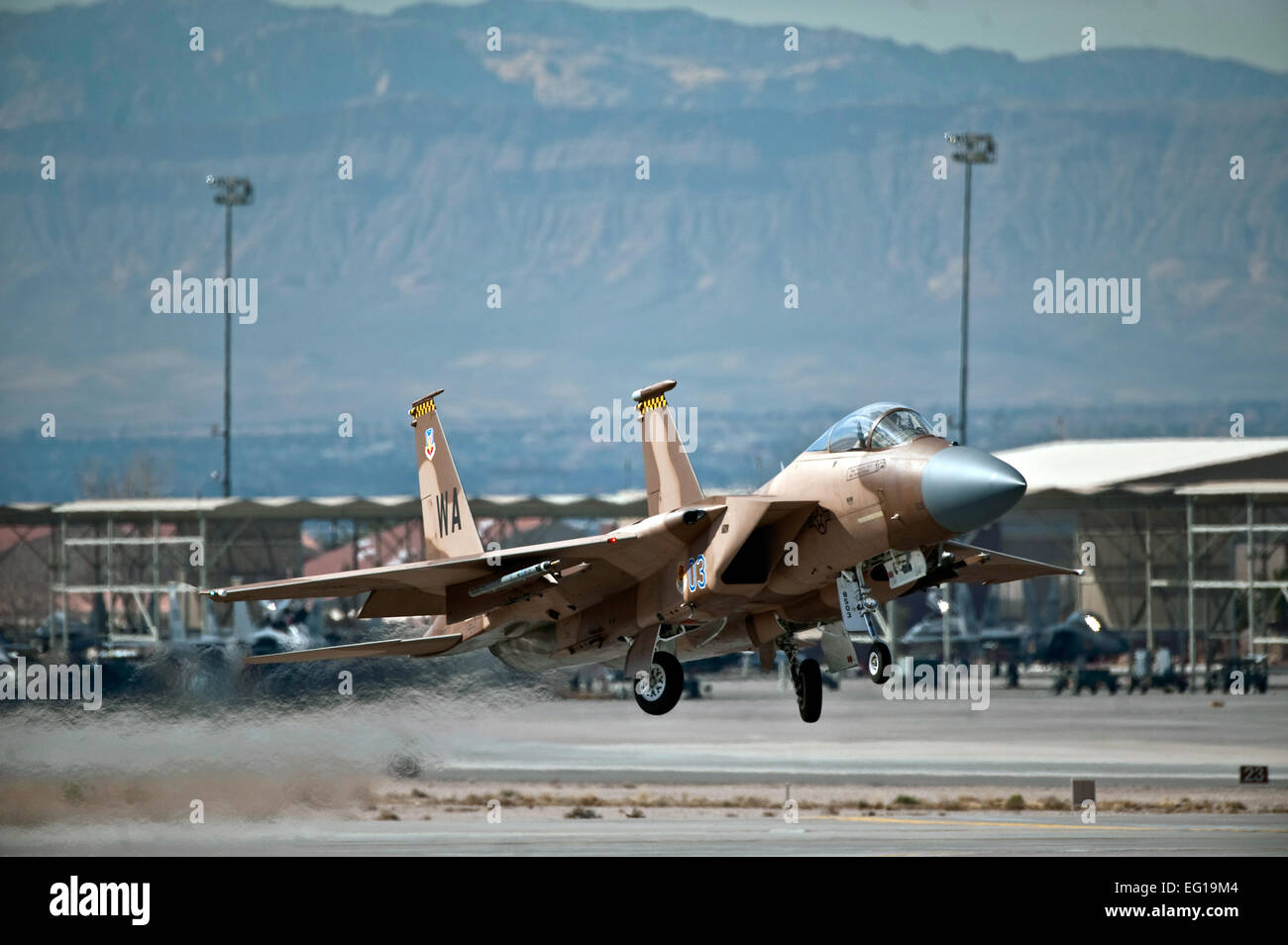 A U.S. Air Force F-15 Eagle from the 65th Aggressor Squadron, Nellis ...