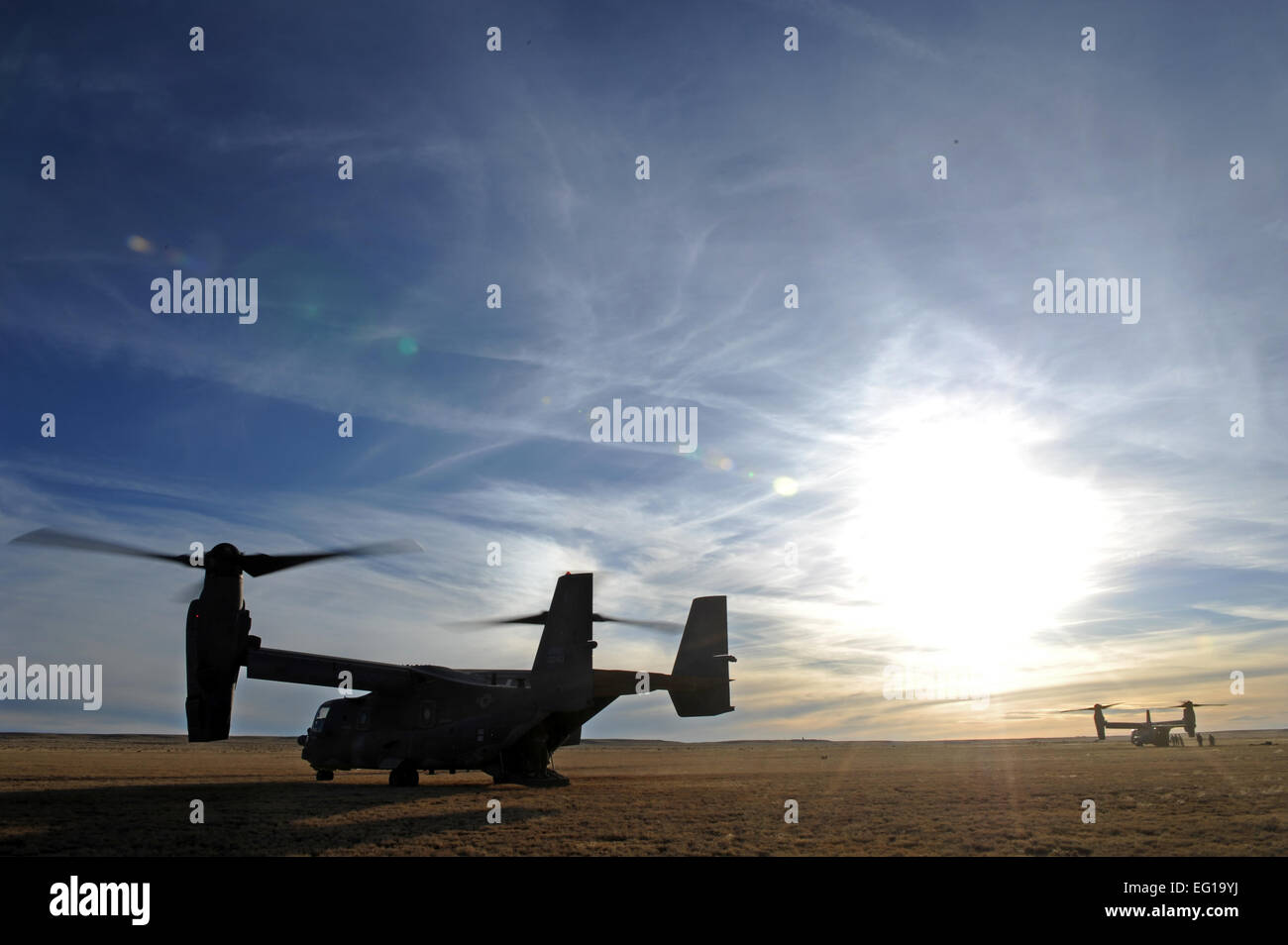 A U.S. Air Force CV-22 Osprey tiltrotor aircraft from the 8th Special ...