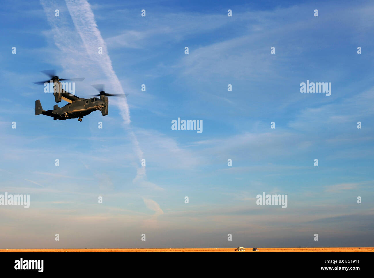 A U.S. Air Force CV-22 Osprey tiltrotor aircraft from the 8th Special ...